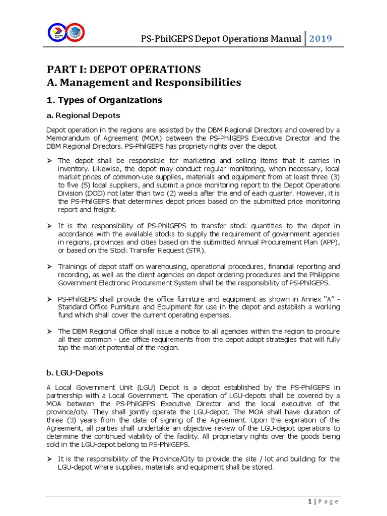 PART I - DEPOT OPERATIONS-converted As of December 2019 | PDF ...
