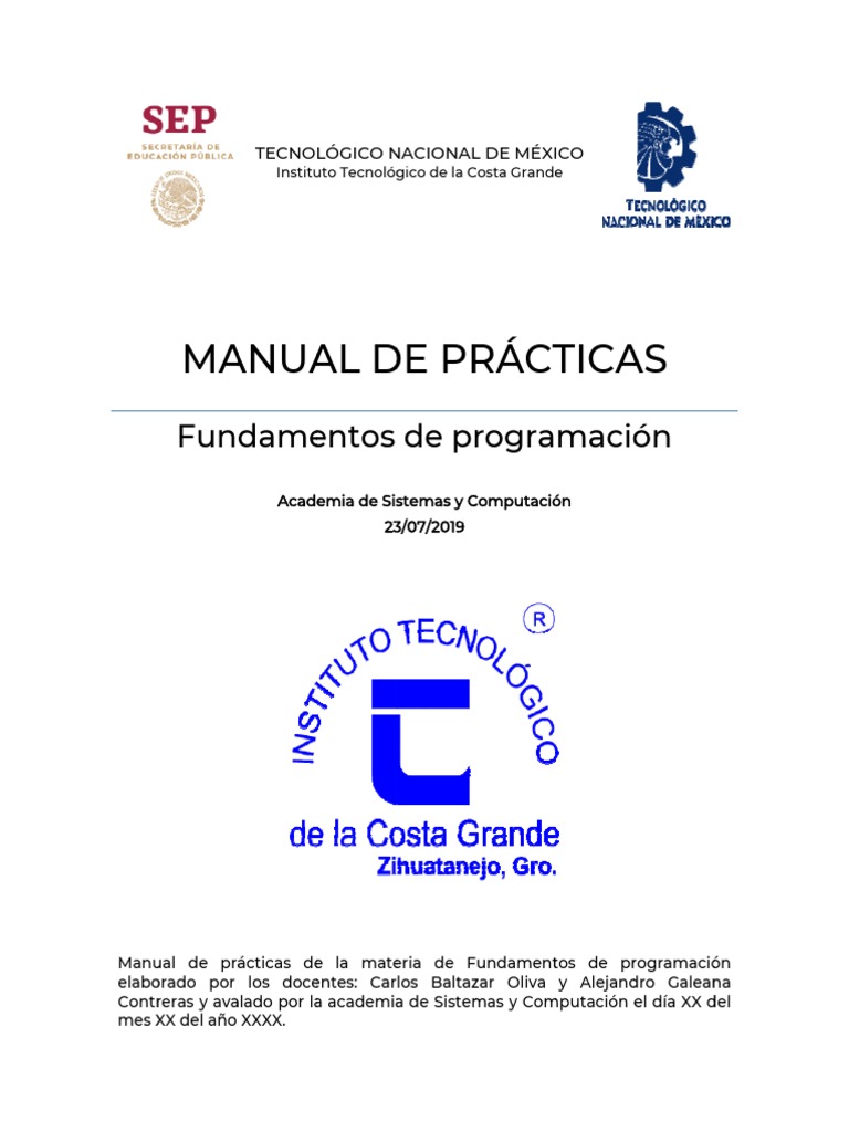 2019 11 08 - Manual de Prácticas - Fundamentos de Programación | PDF ...