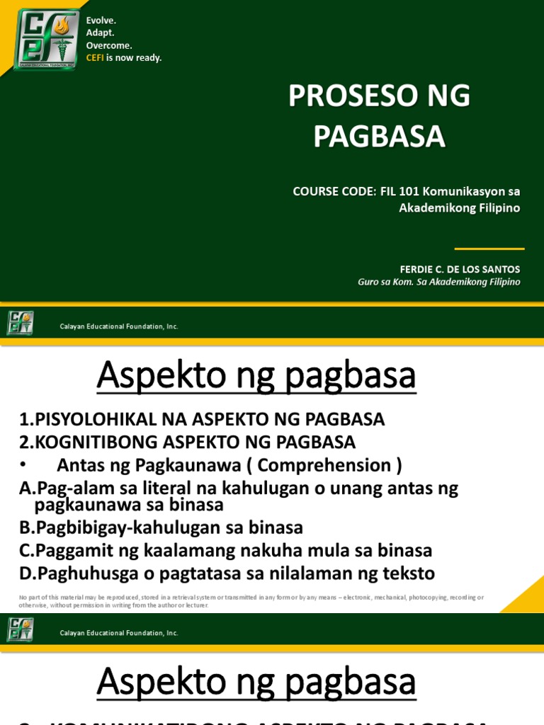 Proseso NG Pagbasa | PDF