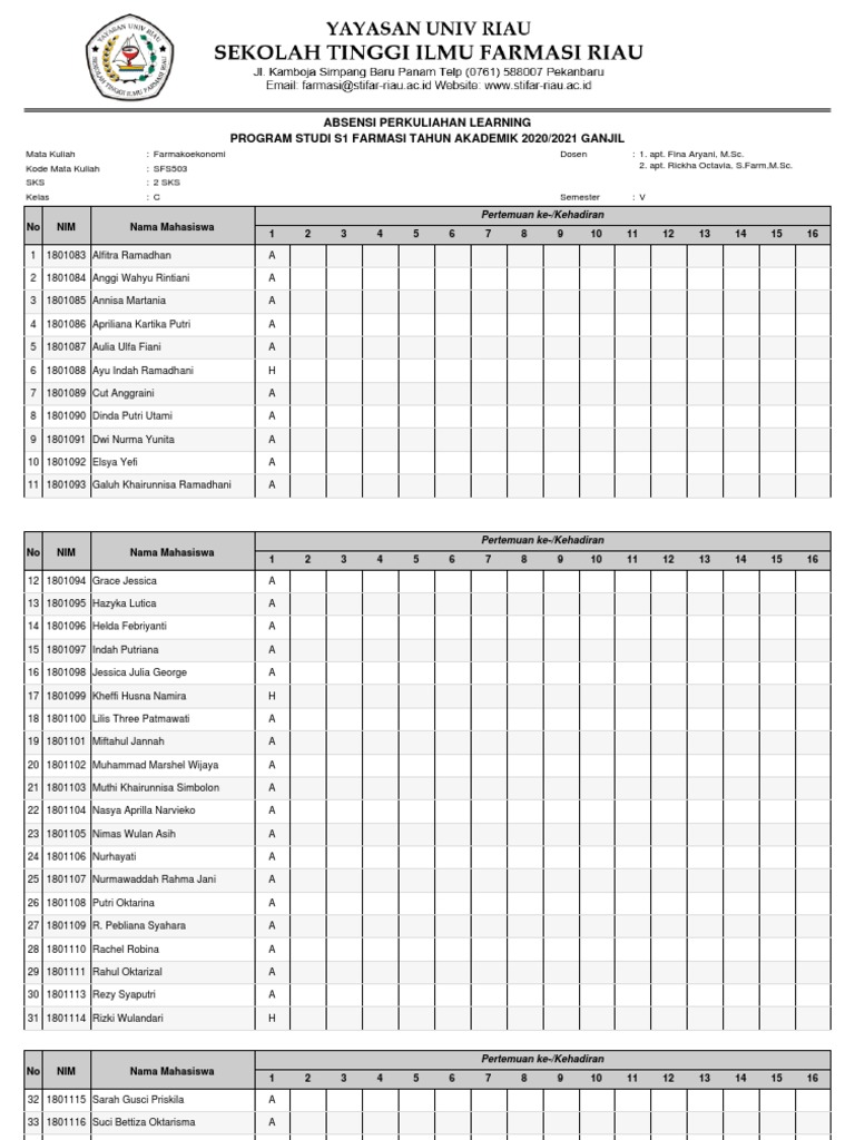 Form Absen Perkuliahan Learning - 20201-111-103 PDF | PDF