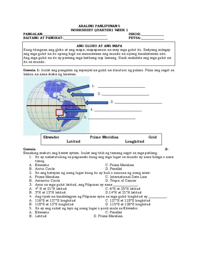 Ang Globo At Mapa Activity Sheet PDF, 58% OFF