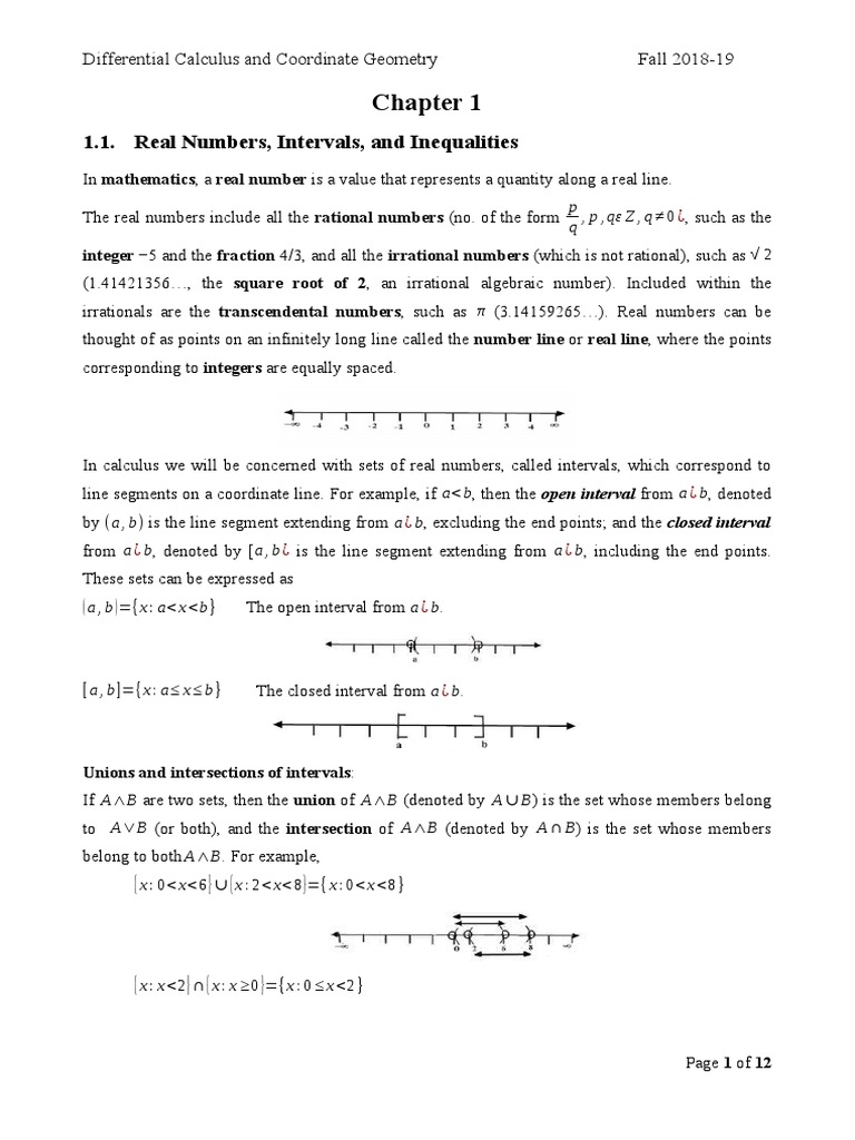 1.1. Real Numbers, Intervals, and Inequalities | PDF | Numbers | Real ...