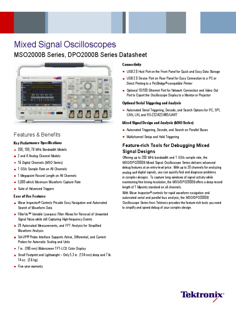 Mixed Signal Oscilloscopes: MSO2000B Series, DPO2000B Series Datasheet ...