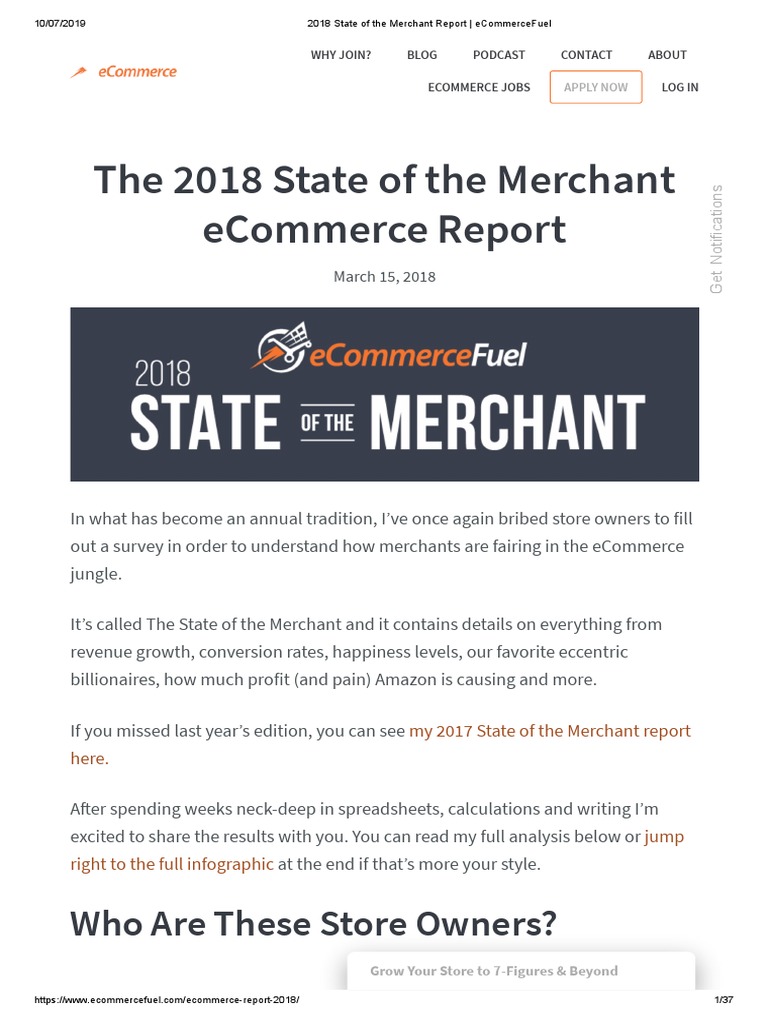 2018 State of The Merchant Report - eCommerceFuel | PDF | E Commerce ...