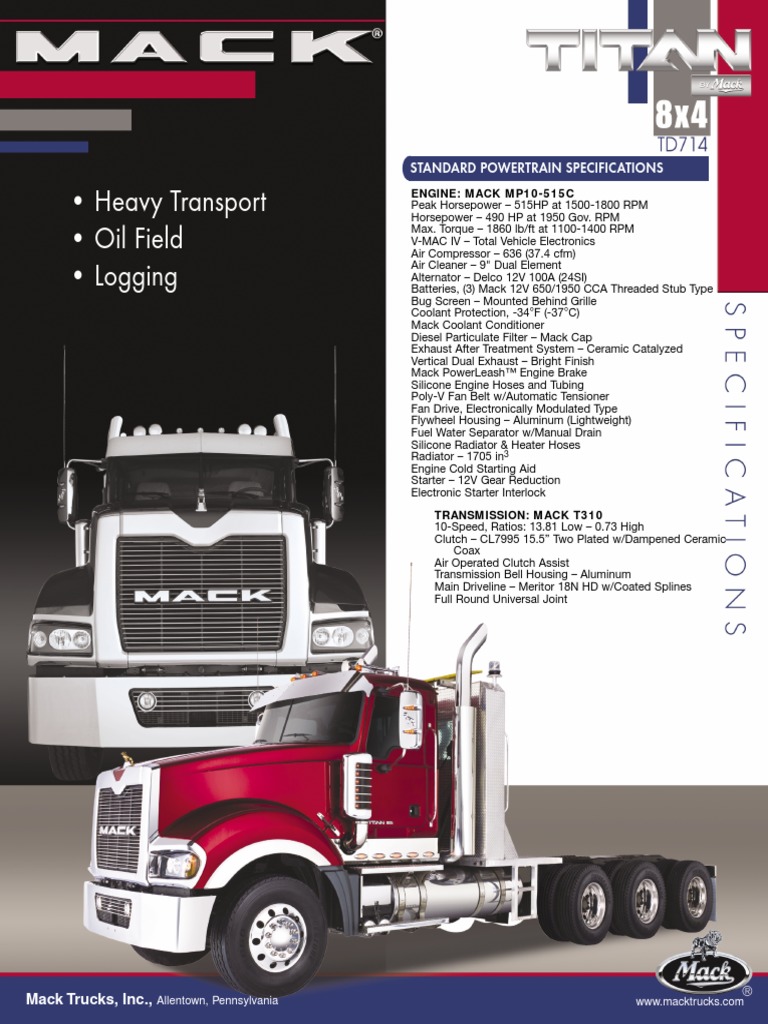 MACK Titan 8x4 PDF | PDF | Transmission (Mechanics) | Truck