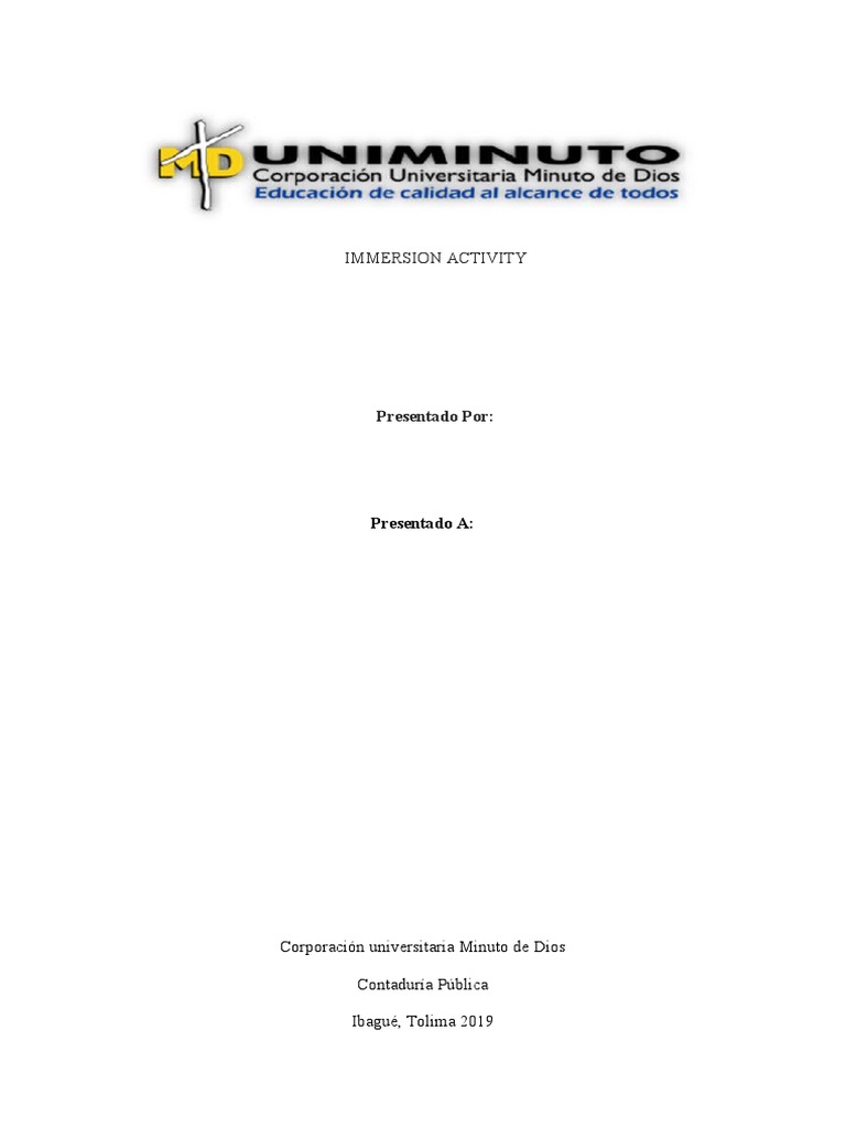 Immersion Activity: Presentado Por | PDF | Wellness