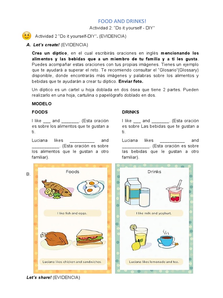 Crea y Presenta tu Díptico de Comida | PDF