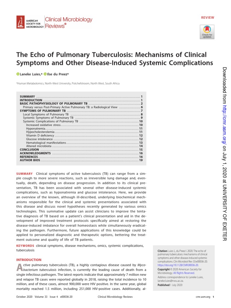 10 1128@CMR 00036-20 | PDF | Tuberculosis | White Blood Cell