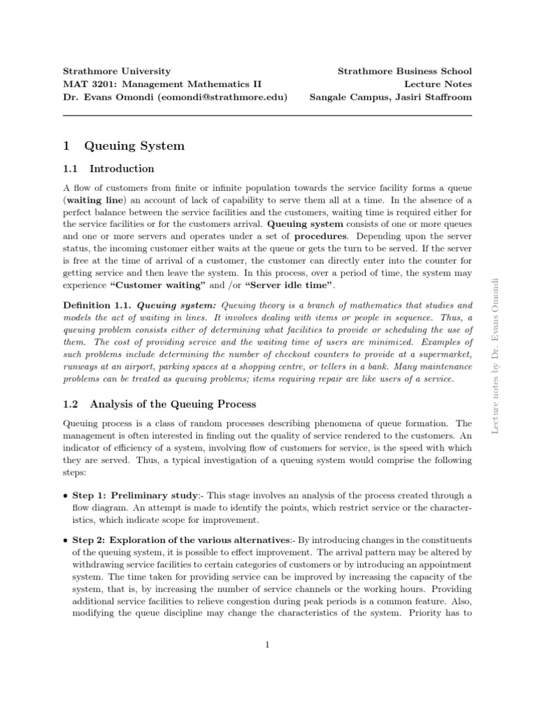 Analyzing Queuing Systems: An Introduction to Queuing Theory and Models | PDF | Poisson ...