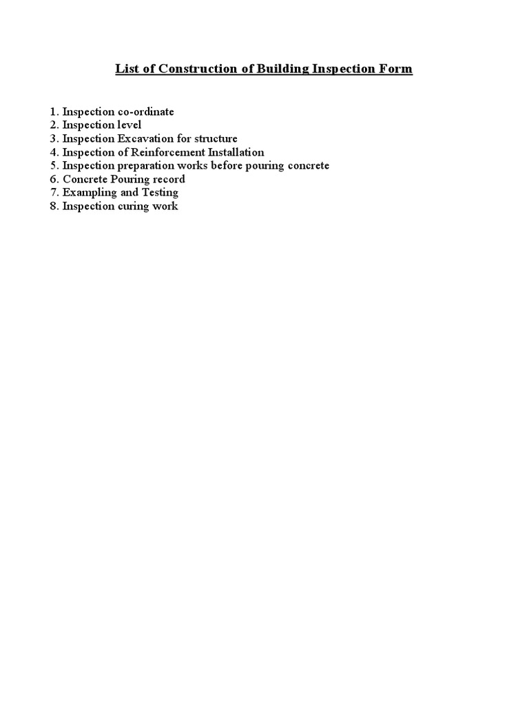 00.list of Building Construction Form PDF | PDF