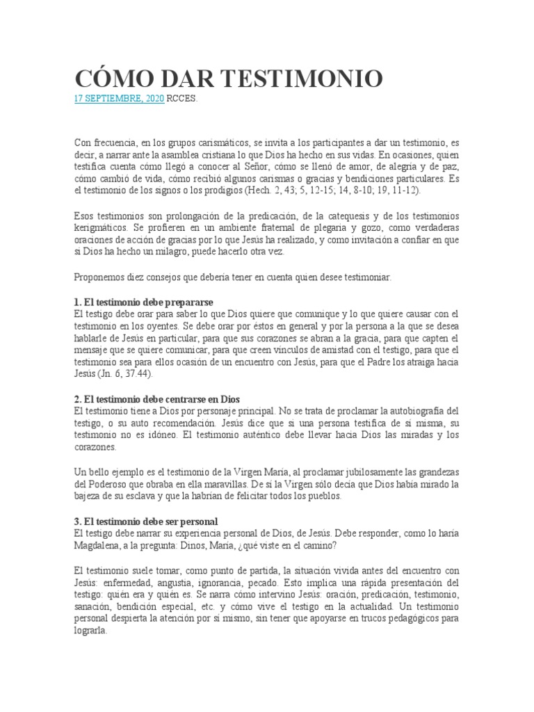 Cómo Dar Testimonio | PDF | Jesús | Oración