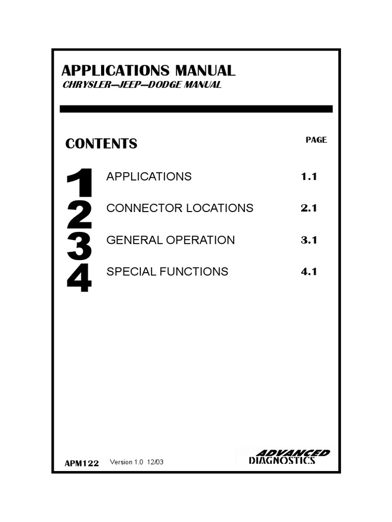 Applications Manual: Chrysler-Jeep-Dodge Manual | PDF | Chrysler | Dodge