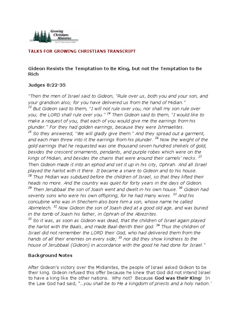 Transcript Judges 8b PDF | PDF | Torah | Religion And Belief