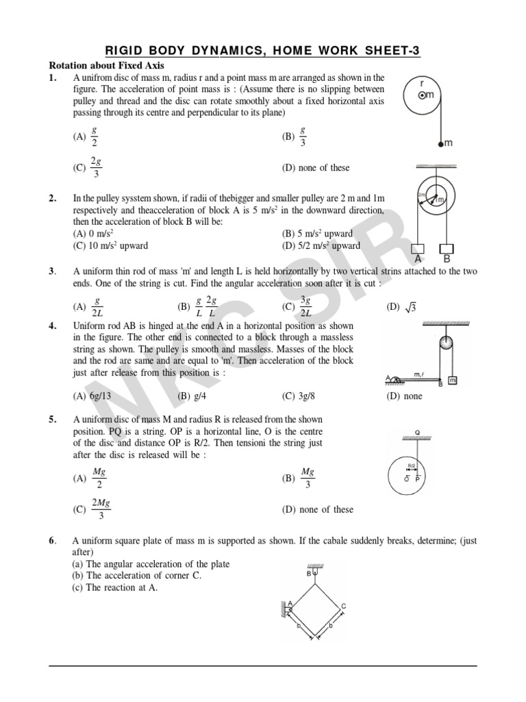 Analysis of Rigid Body Dynamics through Rotational Motion Problems ...