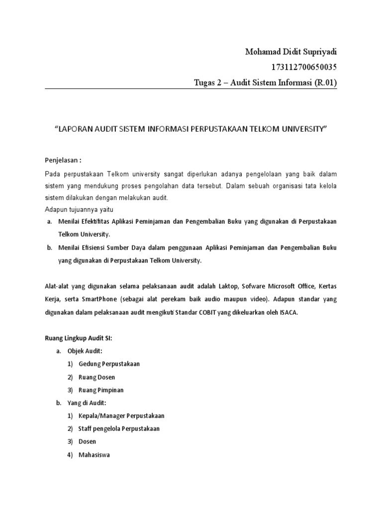 Tugas 2 - Audit SI | PDF