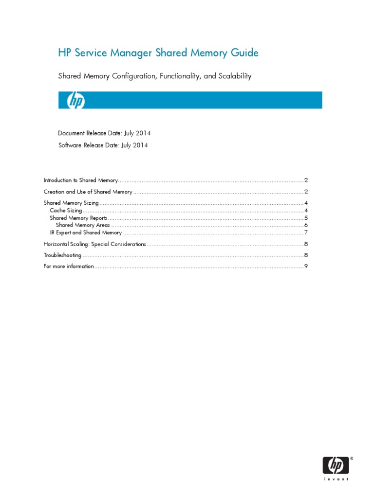 HP Service Manager Shared Memory Guide | PDF | Computer Data Storage ...