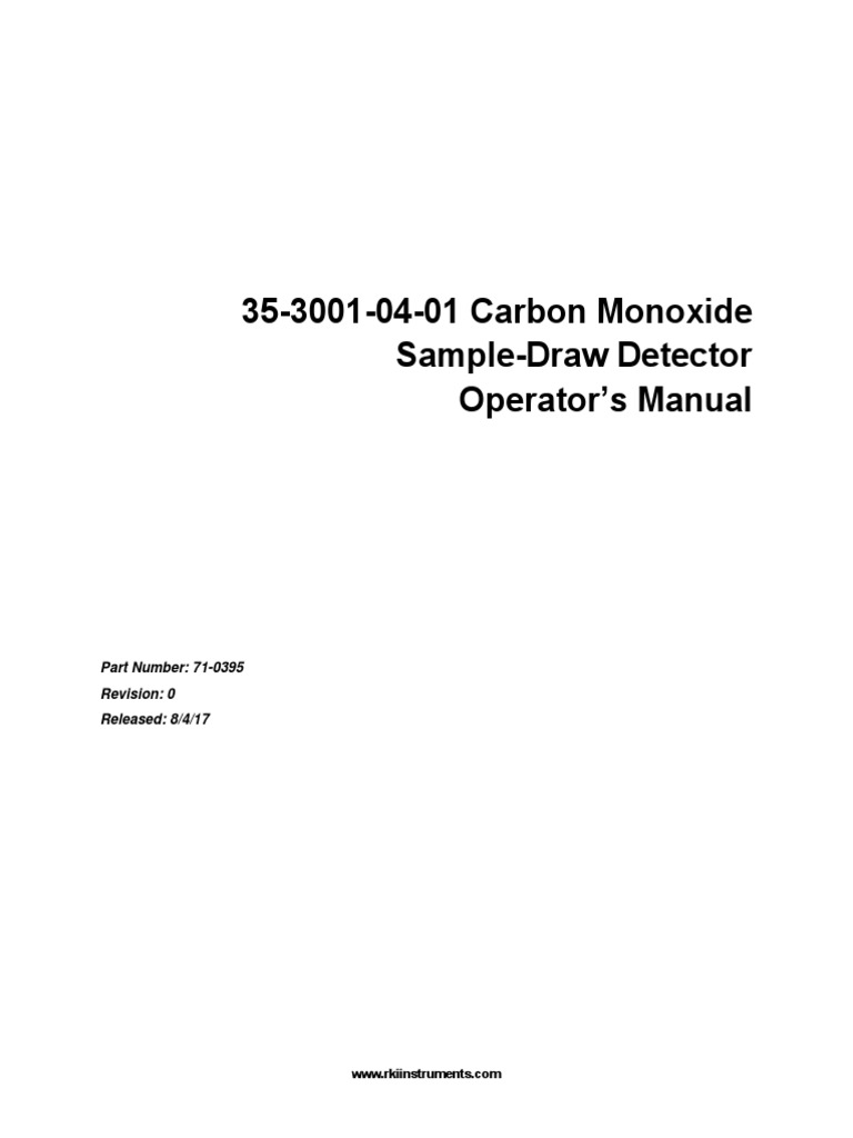 35-3001-04-01 Carbon Monoxide Sample-Draw Detector Operator's Manual ...