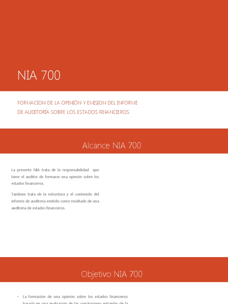 Presentacion NIA 700 | PDF | Auditoría | Contralor