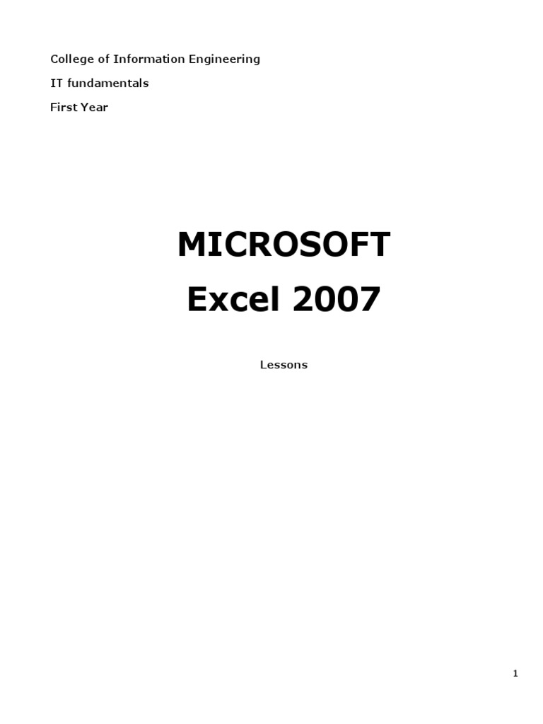 Learn Excel 2007 | PDF | Microsoft Excel | Typefaces
