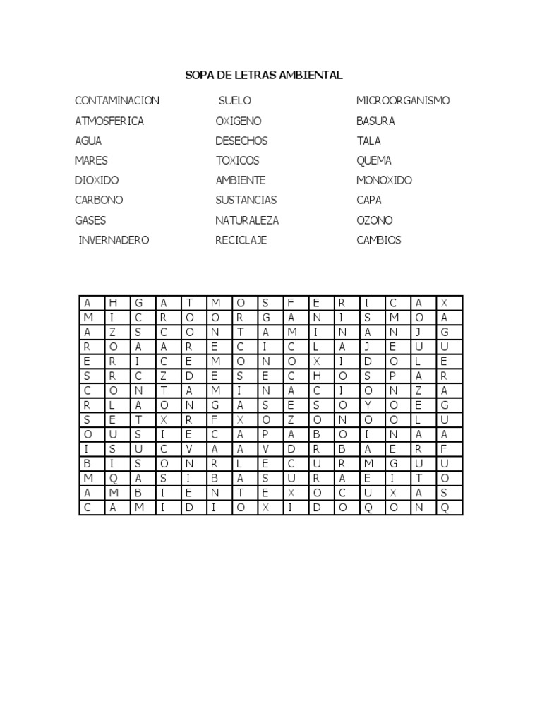 Sopa de Letras Ambiental
