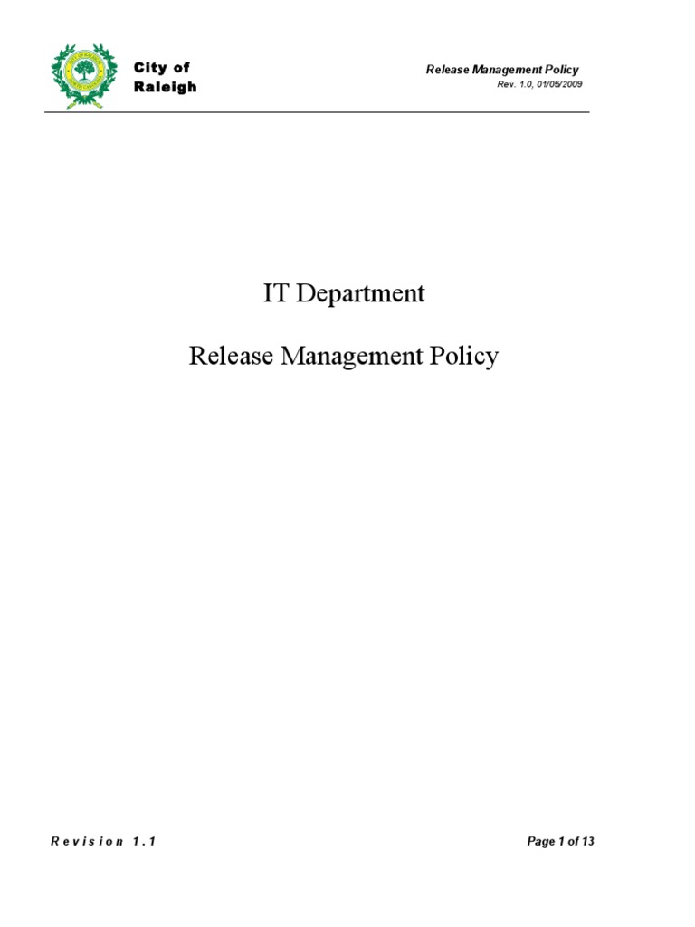 Release Management Policy Rev 1.1 | PDF | Itil | It Service Management