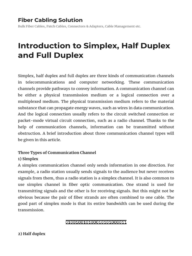 Introduction To Simplex, Half Duplex! and Full Duplex - N PDF | PDF ...
