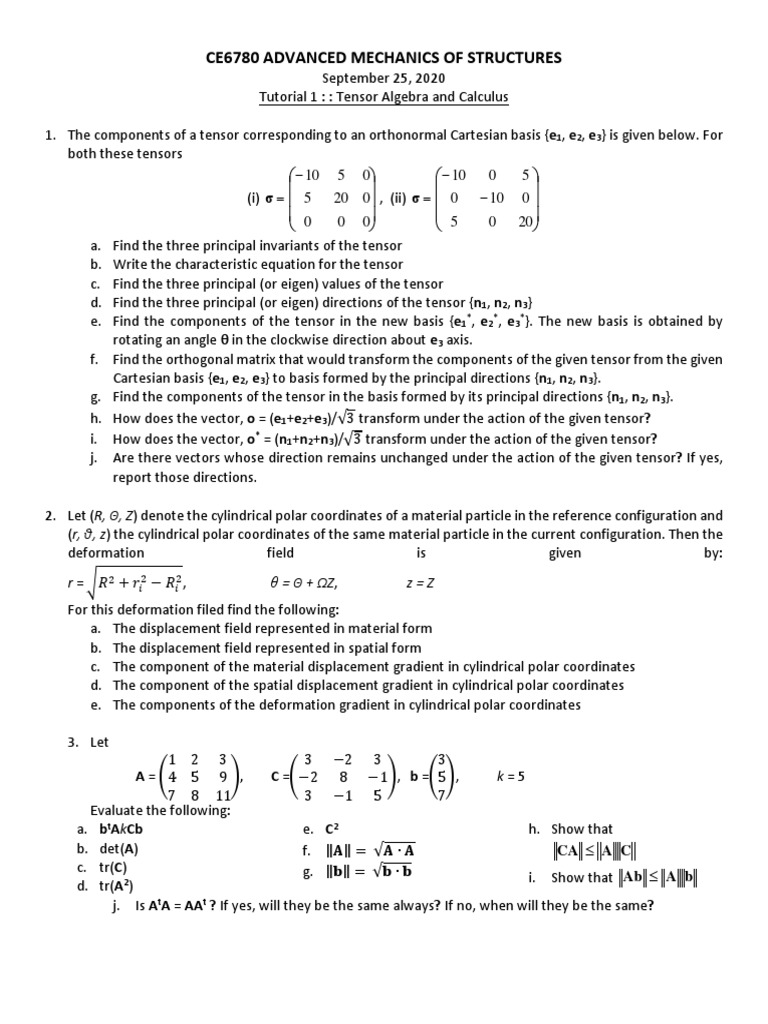 Ce6780 Advanced Mechanics Of Structures: r = √𝑅 θ = Θ + ΩZ, z = Z | PDF ...