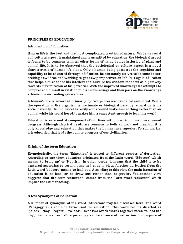 Principles of Education | PDF | Family | John Dewey