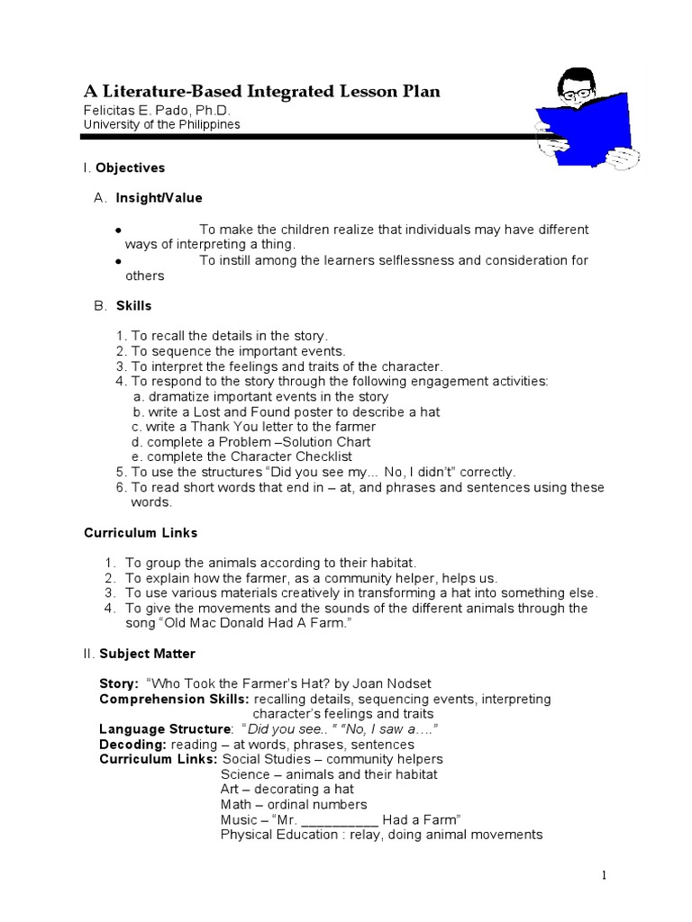 A Literature Based Lesson Plan | PDF | Lesson Plan | Cognition