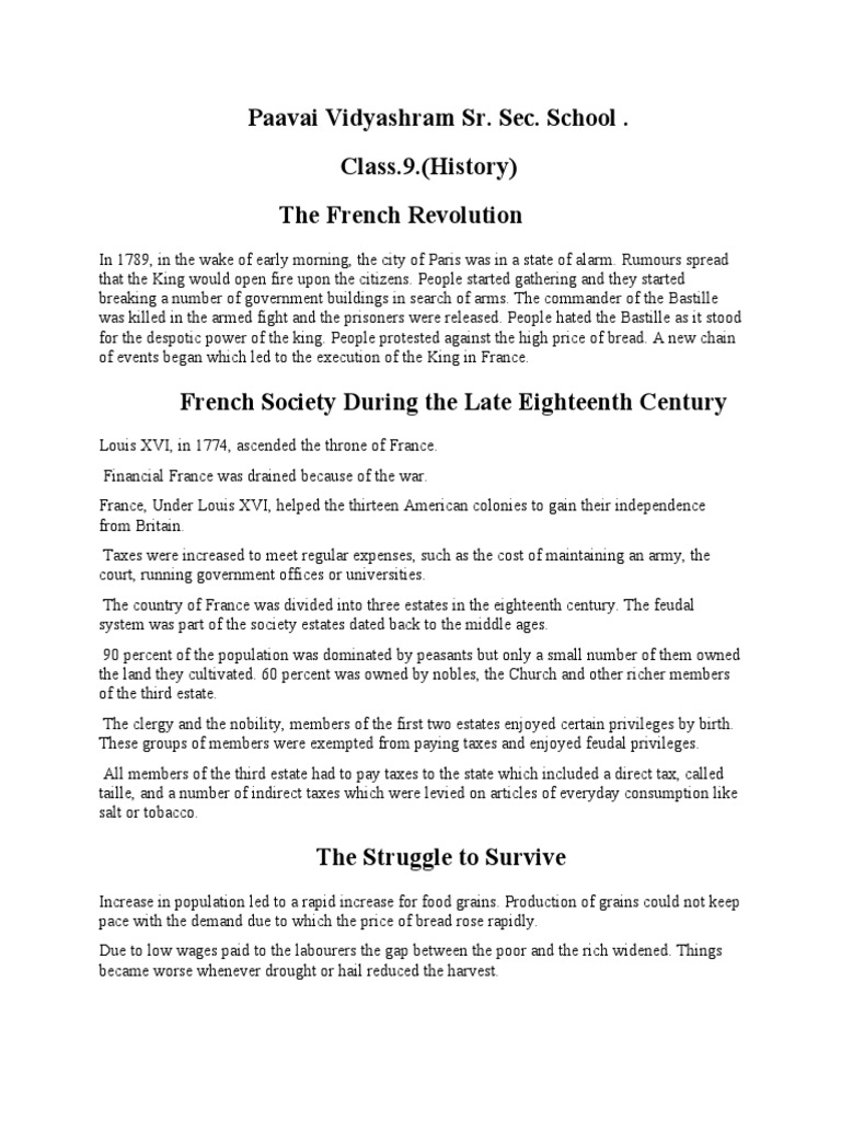 The French Revolution Notes | PDF | Reign Of Terror | Abolitionism