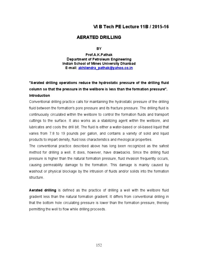 Lecture 11B Aerated Drilling | PDF | Oil Well | Fluid Dynamics