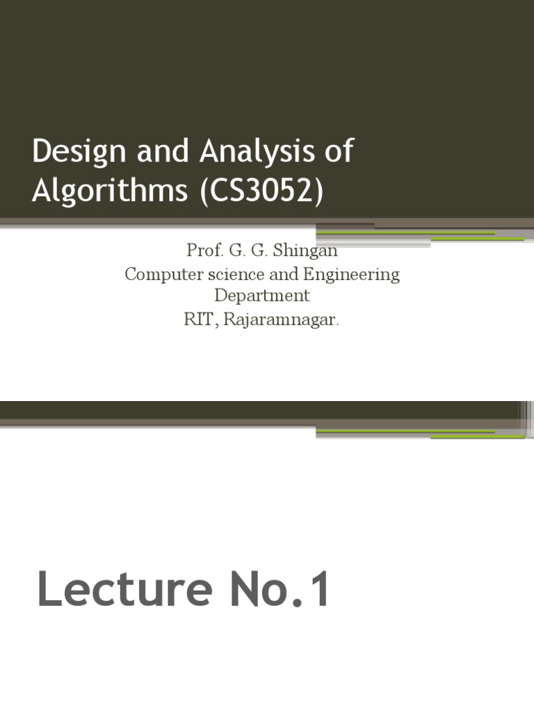 Design and Analysis of Algorithms (CS3052) | PDF | Time Complexity | Algorithms