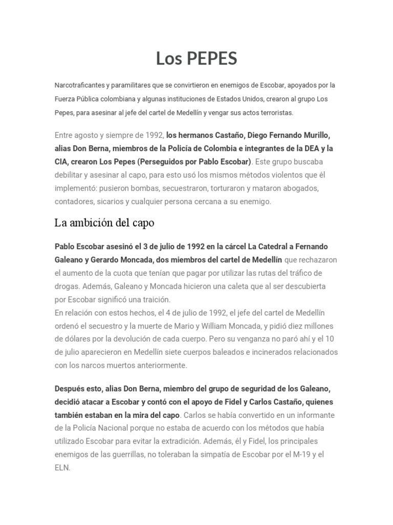Los Pepes | PDF | Crimen organizado | Colombia