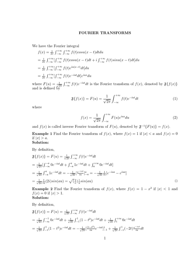 Fourier Transforms-TEX | PDF | Trigonometric Functions | Sine