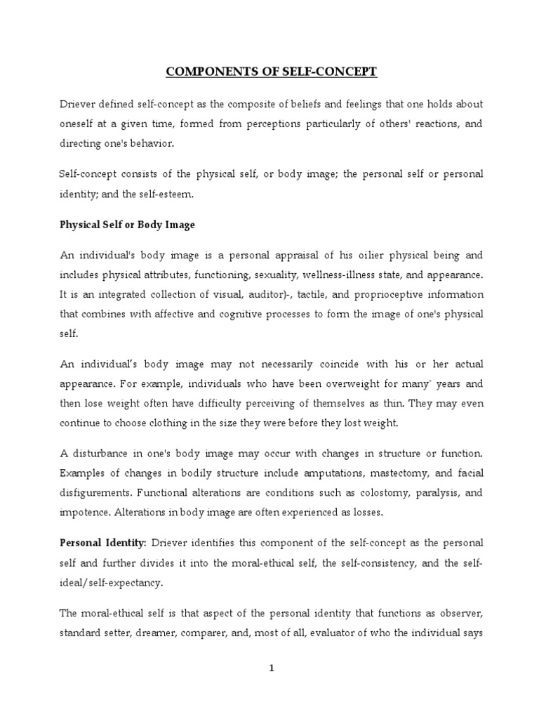 Components of Self-Concept: Physical Self or Body Image | PDF | Self ...
