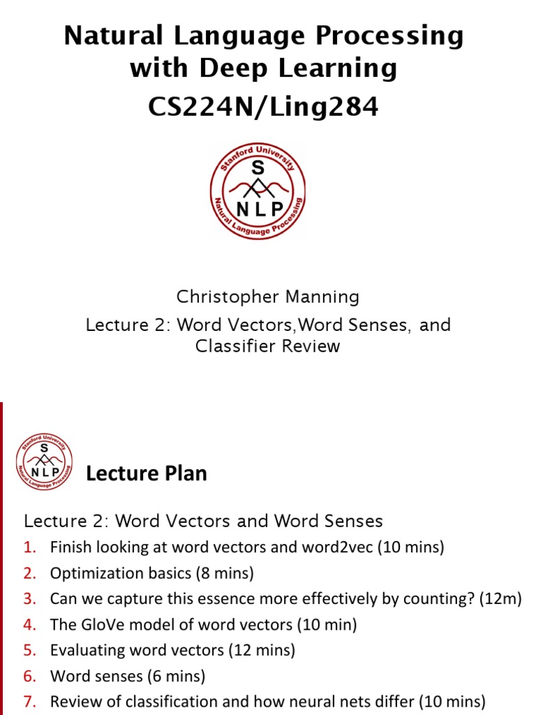 Natural Language Processing With Deep Learning CS224N/Ling284 | PDF | Machine Learning ...