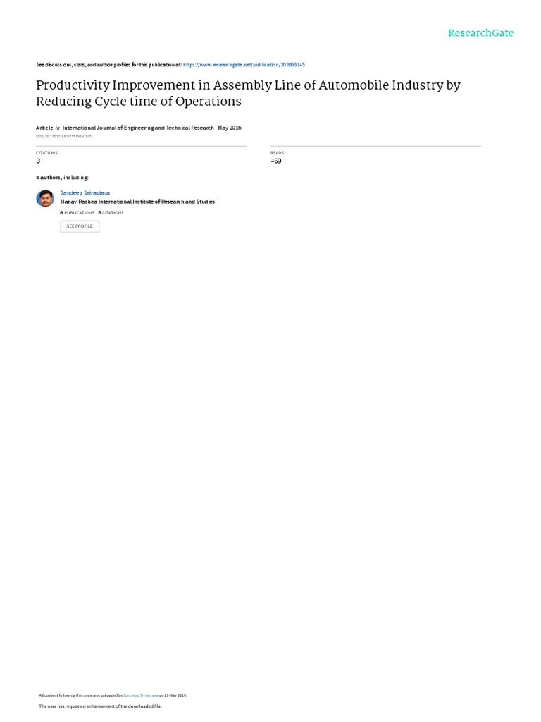 Productivity Improvement in Assembly Line of Automobile Industry by ...