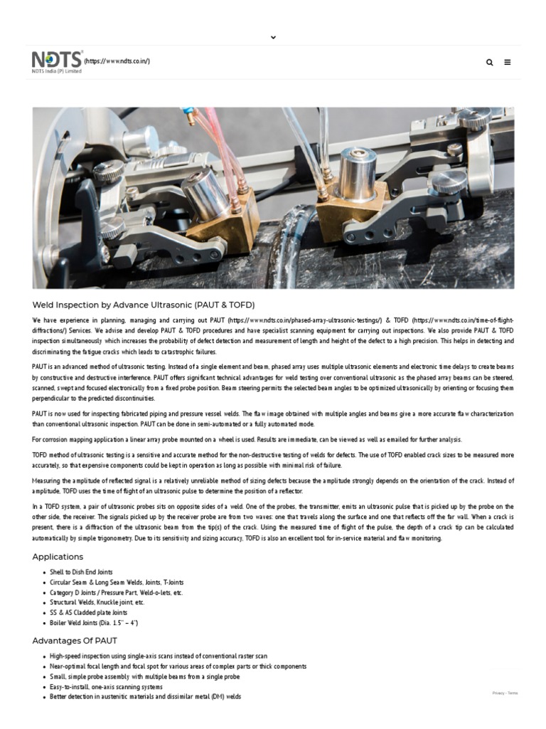 Weld Inspection by Advance Ultrasonic (PAUT & TOFD) | PDF | Ultrasound ...