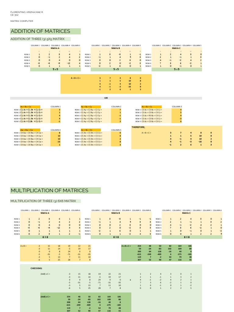 Matrix Addition and Multiplication Guide | PDF | Matrix (Mathematics ...