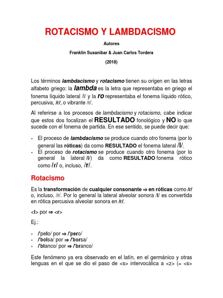 Rotacismo y Lambdacismo en Fonología | PDF | latín | Fonética