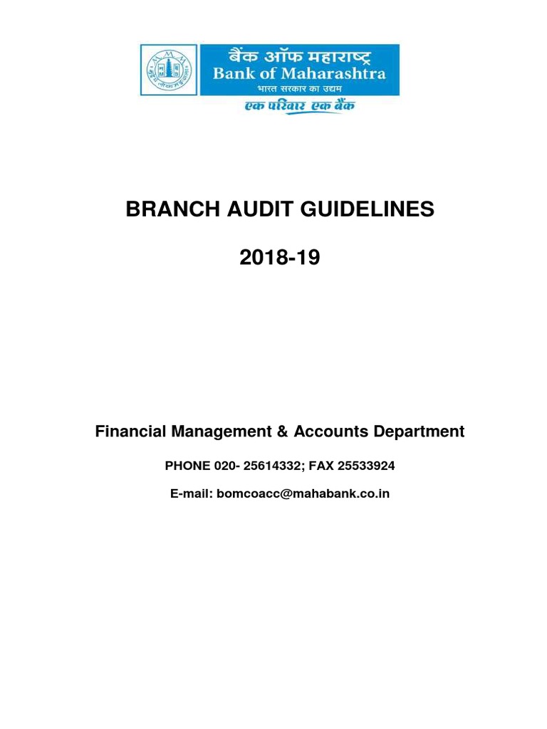 Branch Audit Guidelines 2018-19: Financial Management & Accounts ...