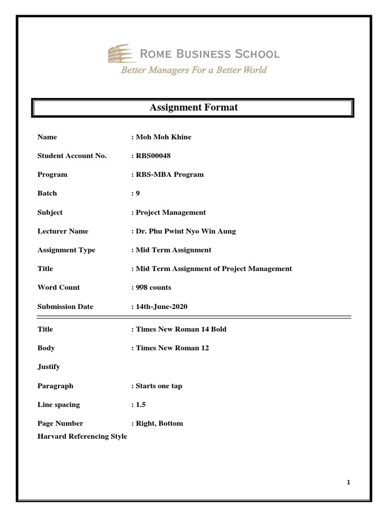 Mid-Term Assignment of Project Management V1 | PDF | Project Management ...