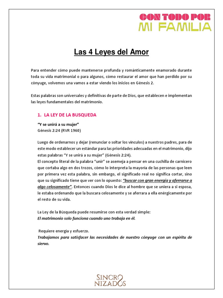 Las 4 Leyes Del Amor Bosquejo Congreso Familian JIMMY EVANS 1 PDF | PDF ...