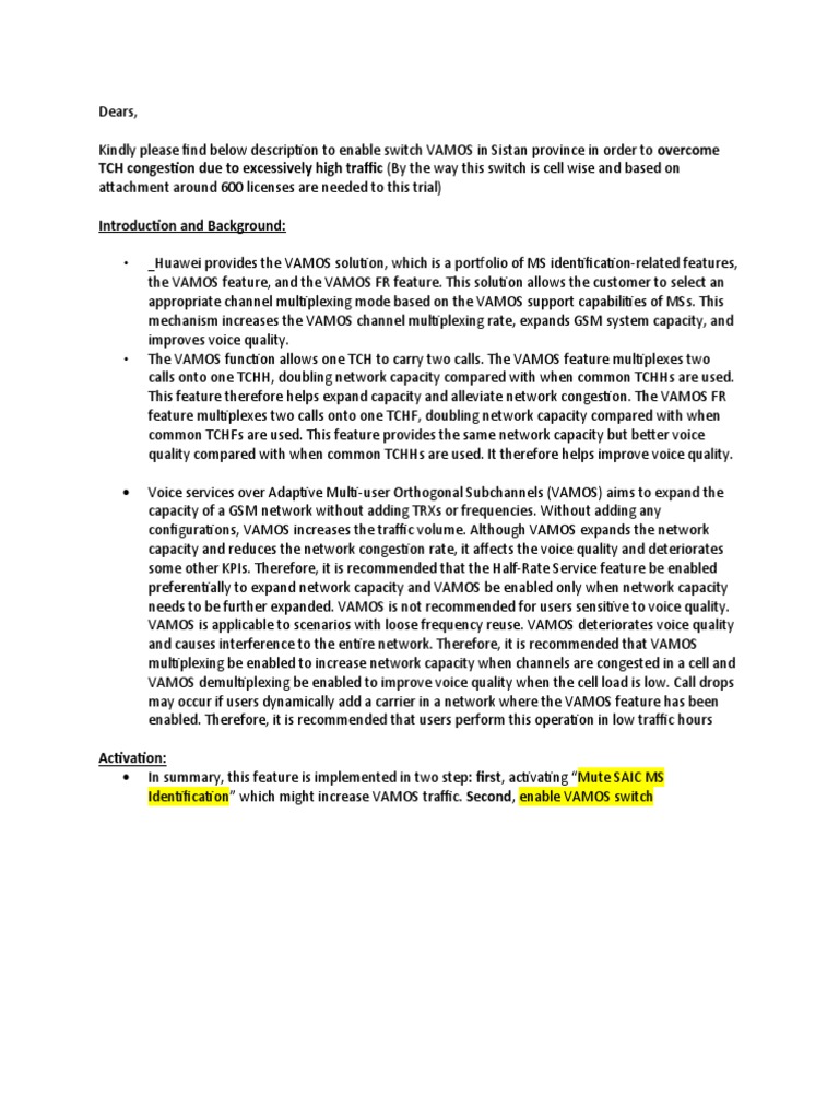 GSM Huawei Feature - New Feature Trial VAMOS | PDF | Radio Resource ...