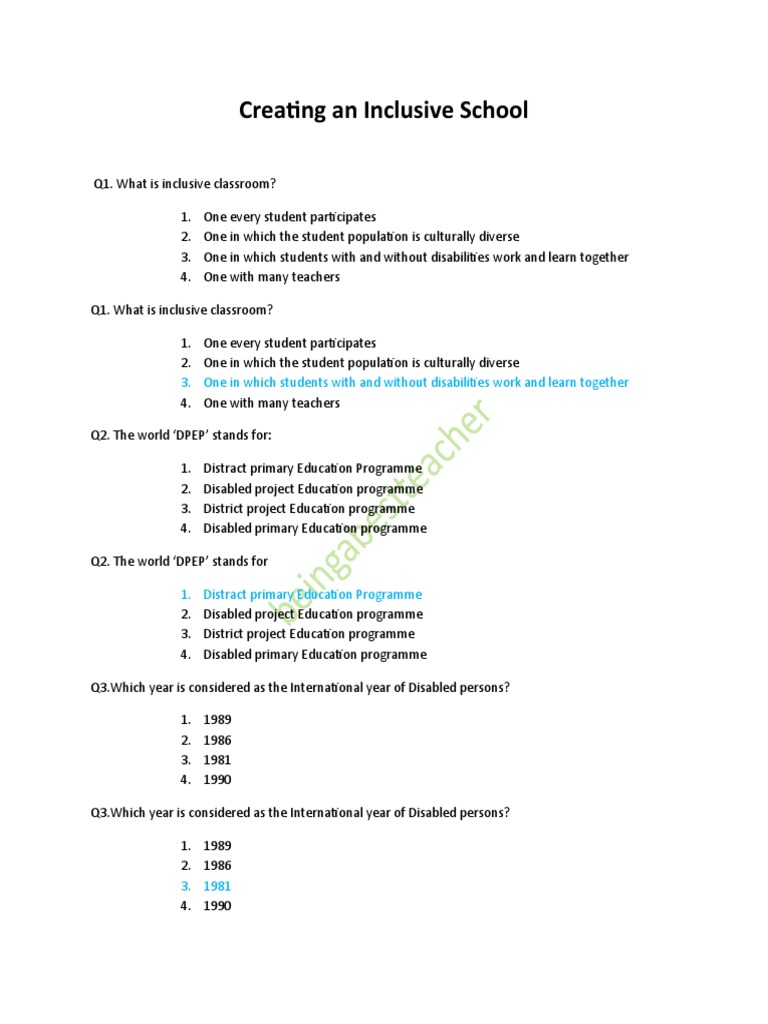 Creating An Inclusive School | PDF | Special Education | Inclusion ...