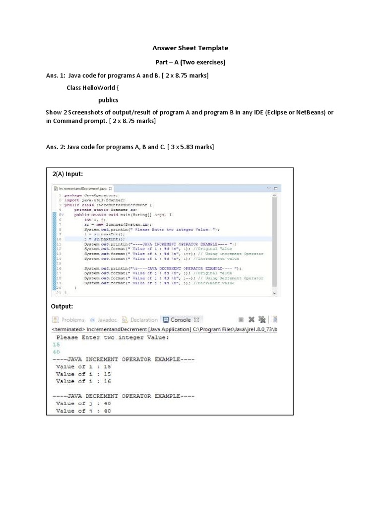 BCA4050 - Practical Answer Sheet | PDF | Java Virtual Machine | Java (Programming Language)