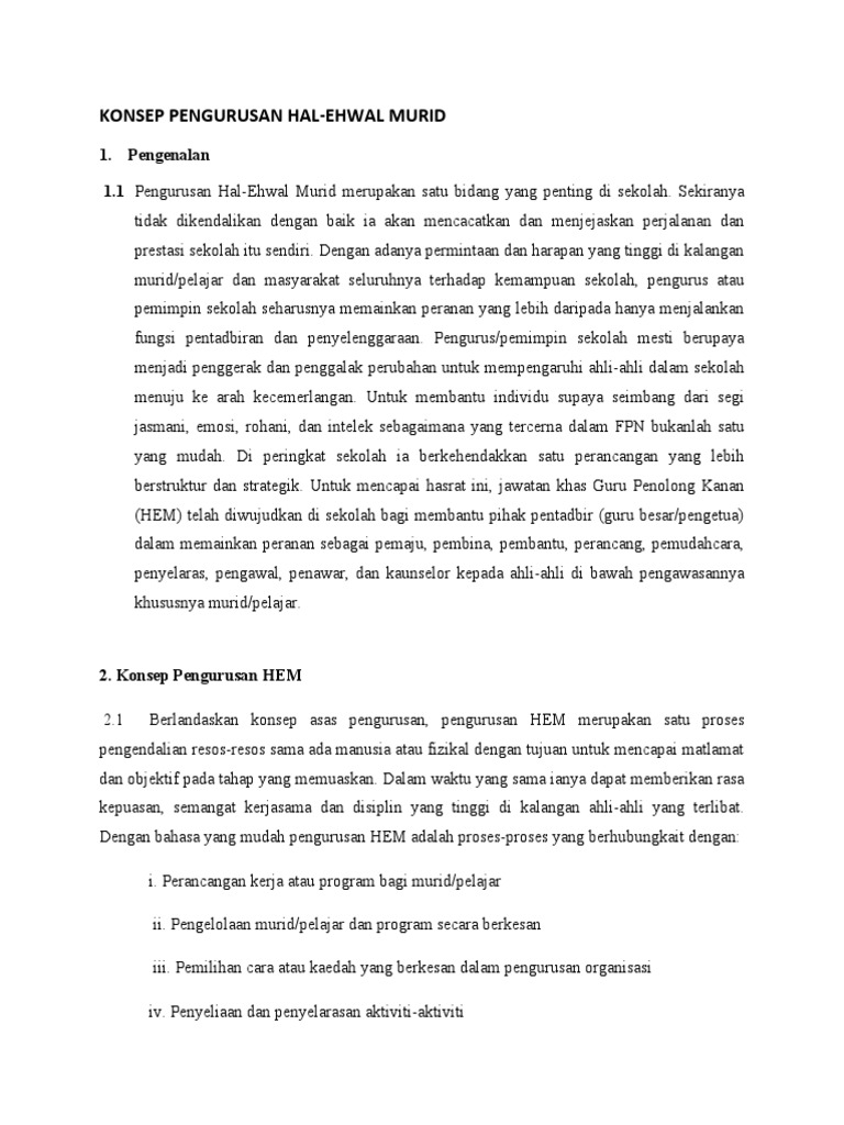 Konsep Pengurusan Hem | PDF | Karier & Perkembangan | Pengembangan Diri