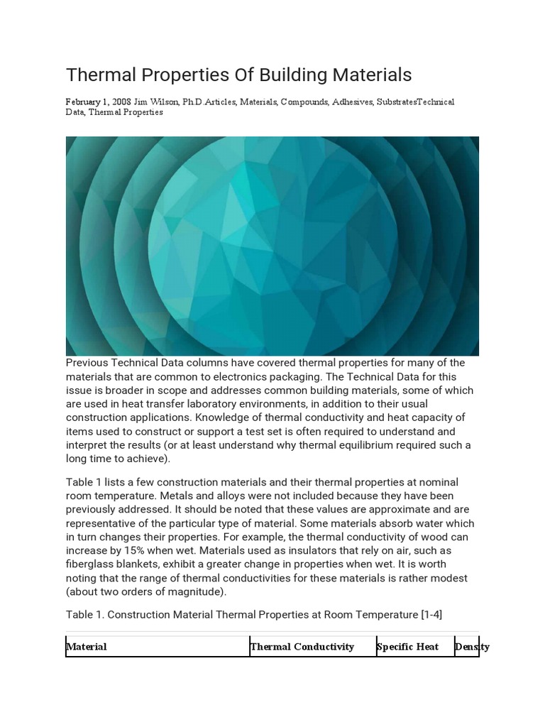 Thermal Properties of Common Building Materials: A Guide to ...