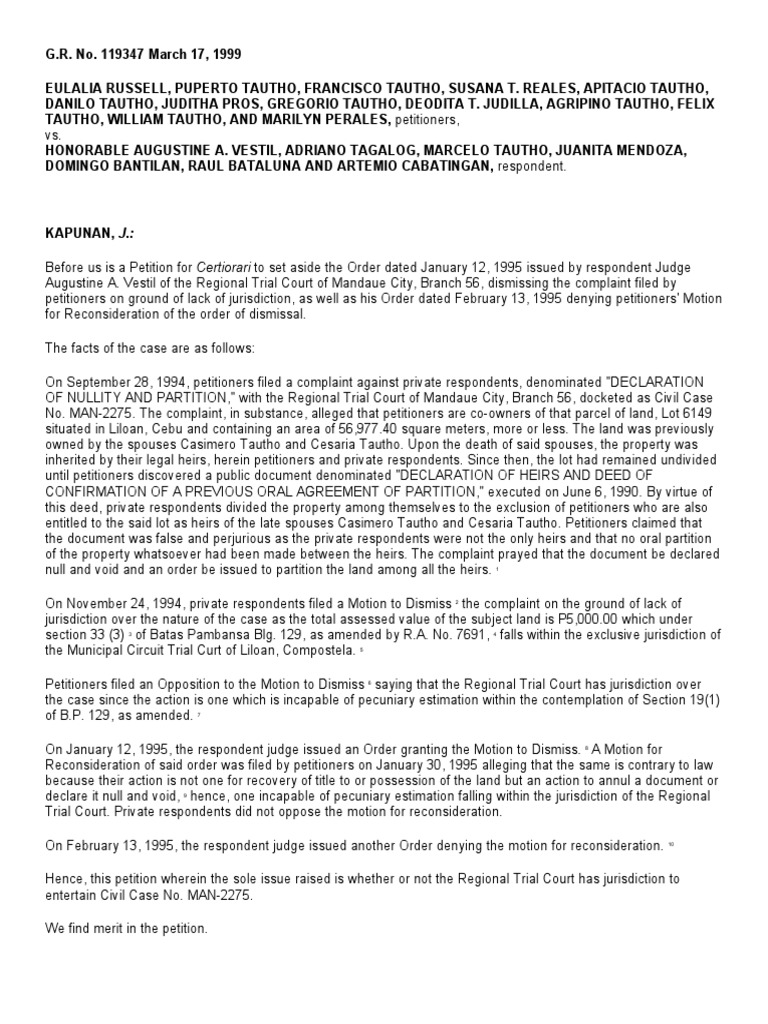 Civproc Incapable of Pecuniary Estimation | PDF | Complaint ...