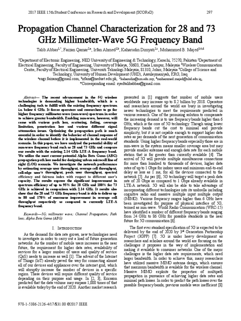 Propagation Channel Characterization For PDF | PDF | Extremely High Frequency | Mimo